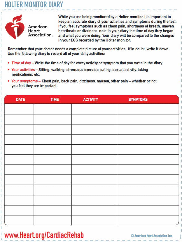 Holter Monitor Diary | American Stroke Association