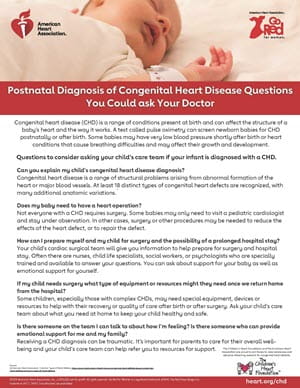 Postnatal CHD Diagnosis Questions to Ask Your Doctor | American Stroke ...