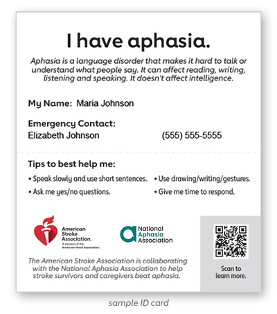 Aphasia ID Card | American Stroke Association