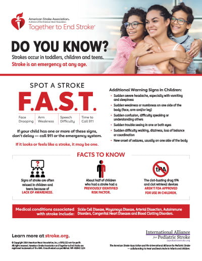 Pediatric Stroke Infographic | American Stroke Association