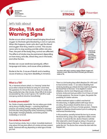 Stroke, TIA and Warning Signs | American Stroke Association