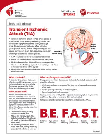 Let’s Talk About Transient Ischemic Attack (TIA) | American Stroke ...