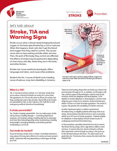 Ataque o derrame cerebral, AIT y signos de alarma | American Stroke ...