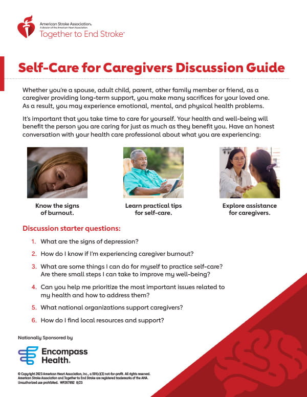 Self-Care for Caregivers Discussion Guide | American Stroke Association